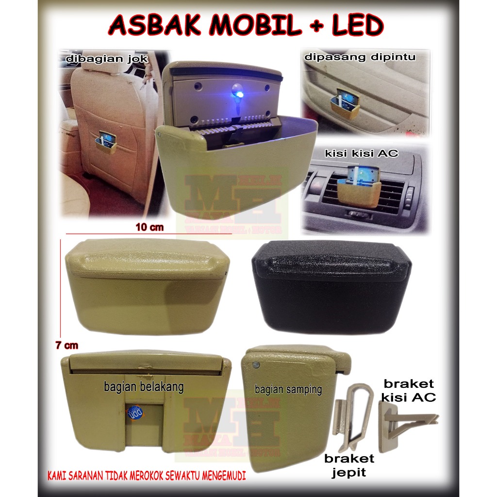 Jual Asbak Mobil LED Car Ashtray Asbak Portable Polos Tahan Panas ...