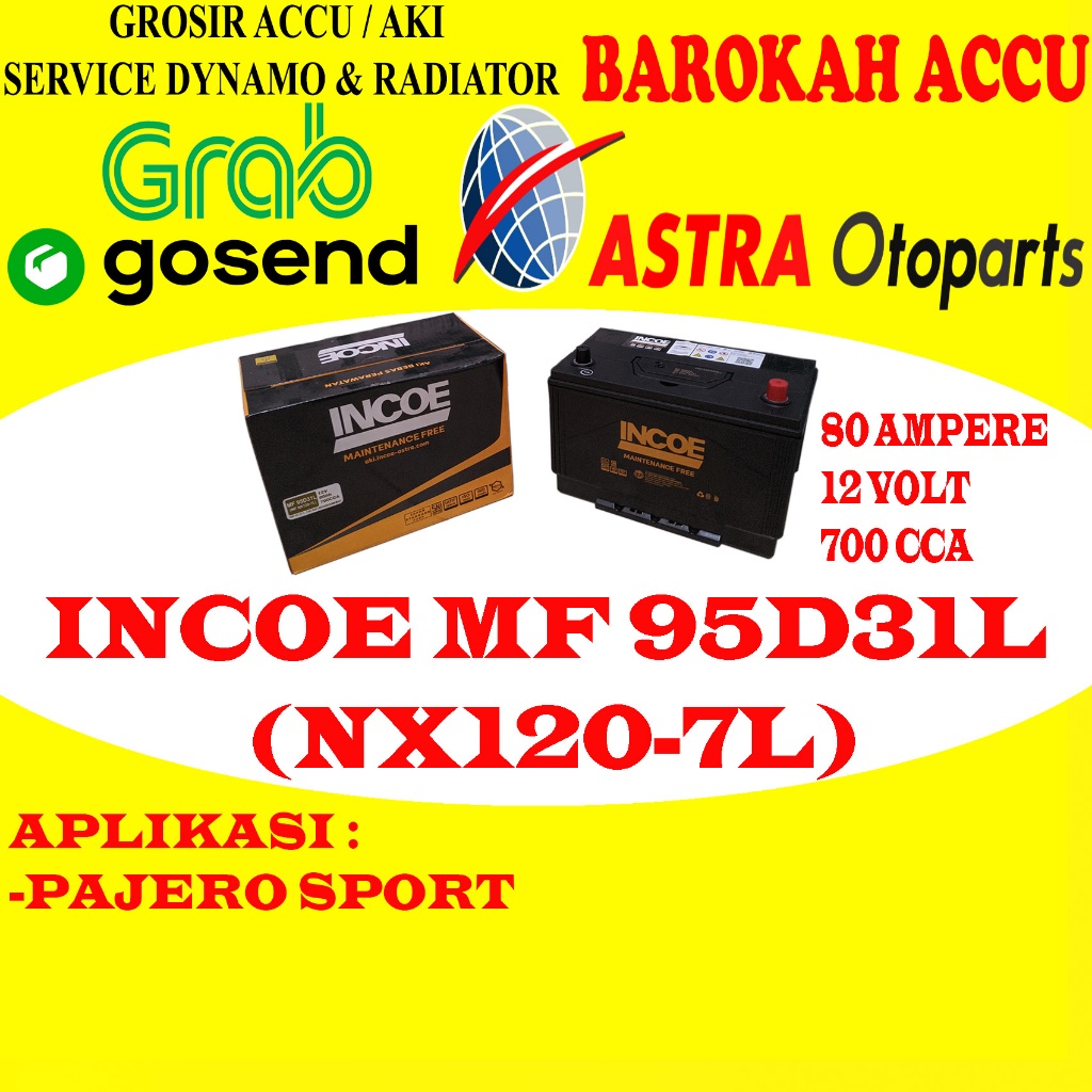 Jual AKI INCOE MF 95D31L / NX120-7L , 80 AH ASTRA OTOPARTS | Shopee Indonesia