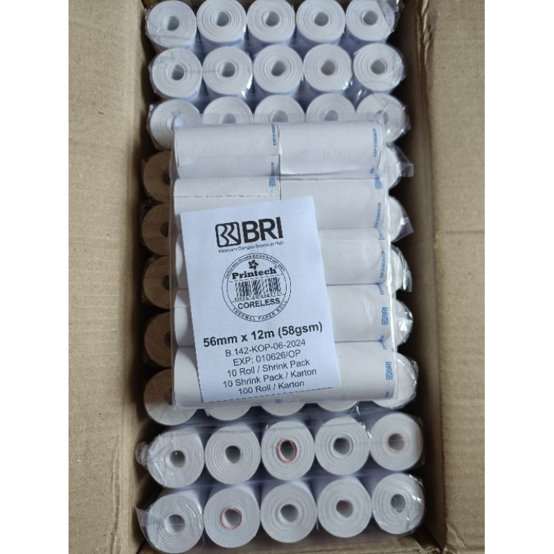 Jual KERTAS STRUK THERMAL 57x33 EDC BRI/AGEN BRILINK/LOGO BRI (1pak ...