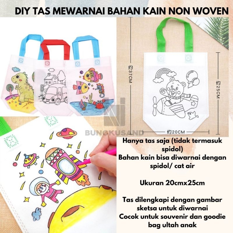 Jual DIY TAS MEWARNAI ANAK BAHAN KAIN MOTIF LUCU TAS SOUVENIR ANAK TAS ...