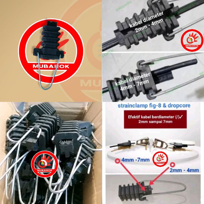 Jual (SATUAN) Fig8 Dropcore 2mm-7mm Strain Clamp Dead end / clamp buaya ...