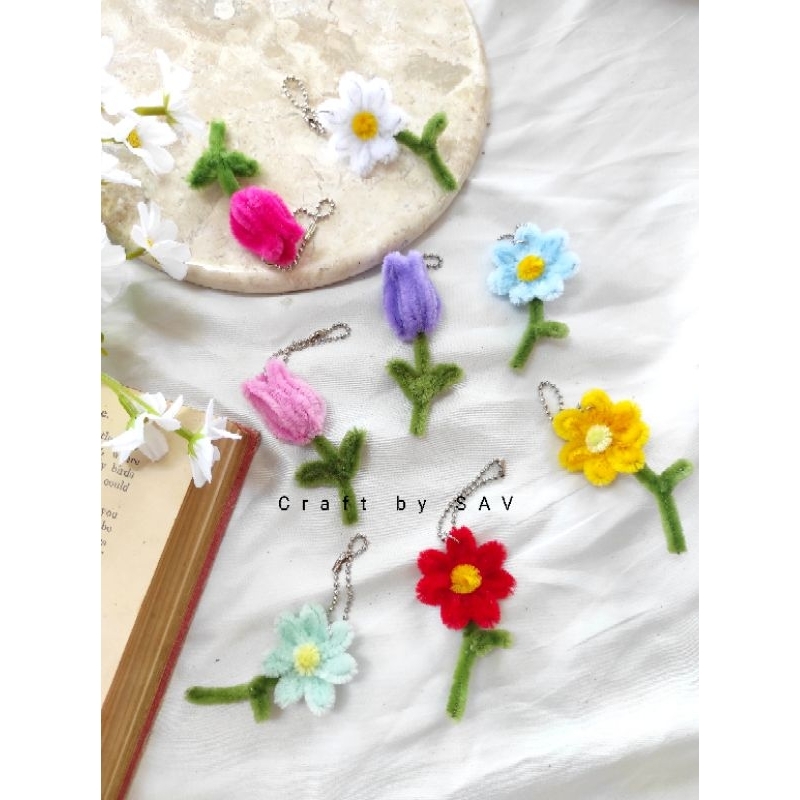 Jual Gantungan Kunci Souvenir Kawat Bulu Bentuk Bunga Keychain Pipe ...