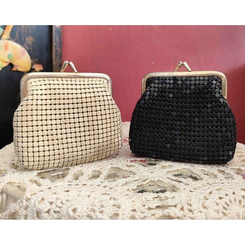 Jual Dompet Coin mini Vintage th 1970an manik black white 11cm Harga ...