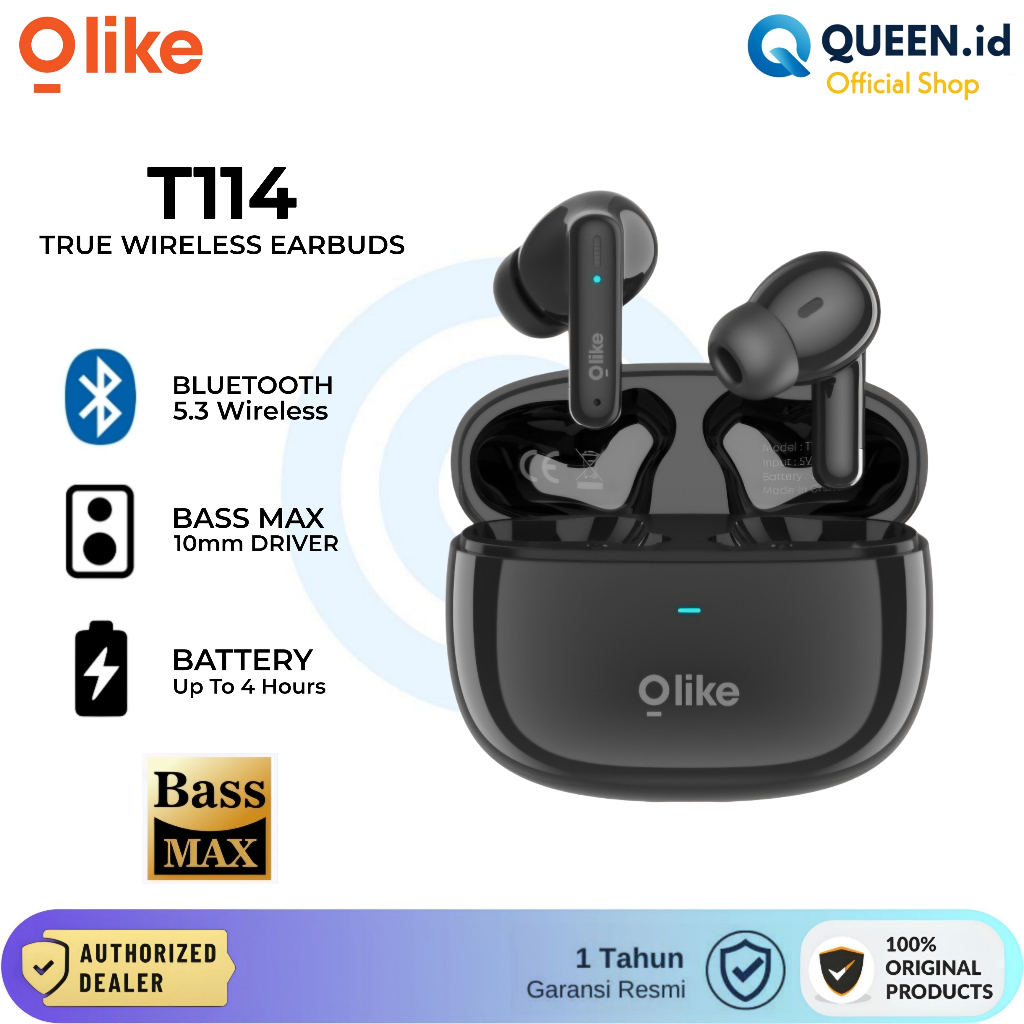 Jual Olike T114 TWS True Wireless Earbuds Headset Bluetooth 5.3 HiFi Bass Max Earphones IPX4 ...