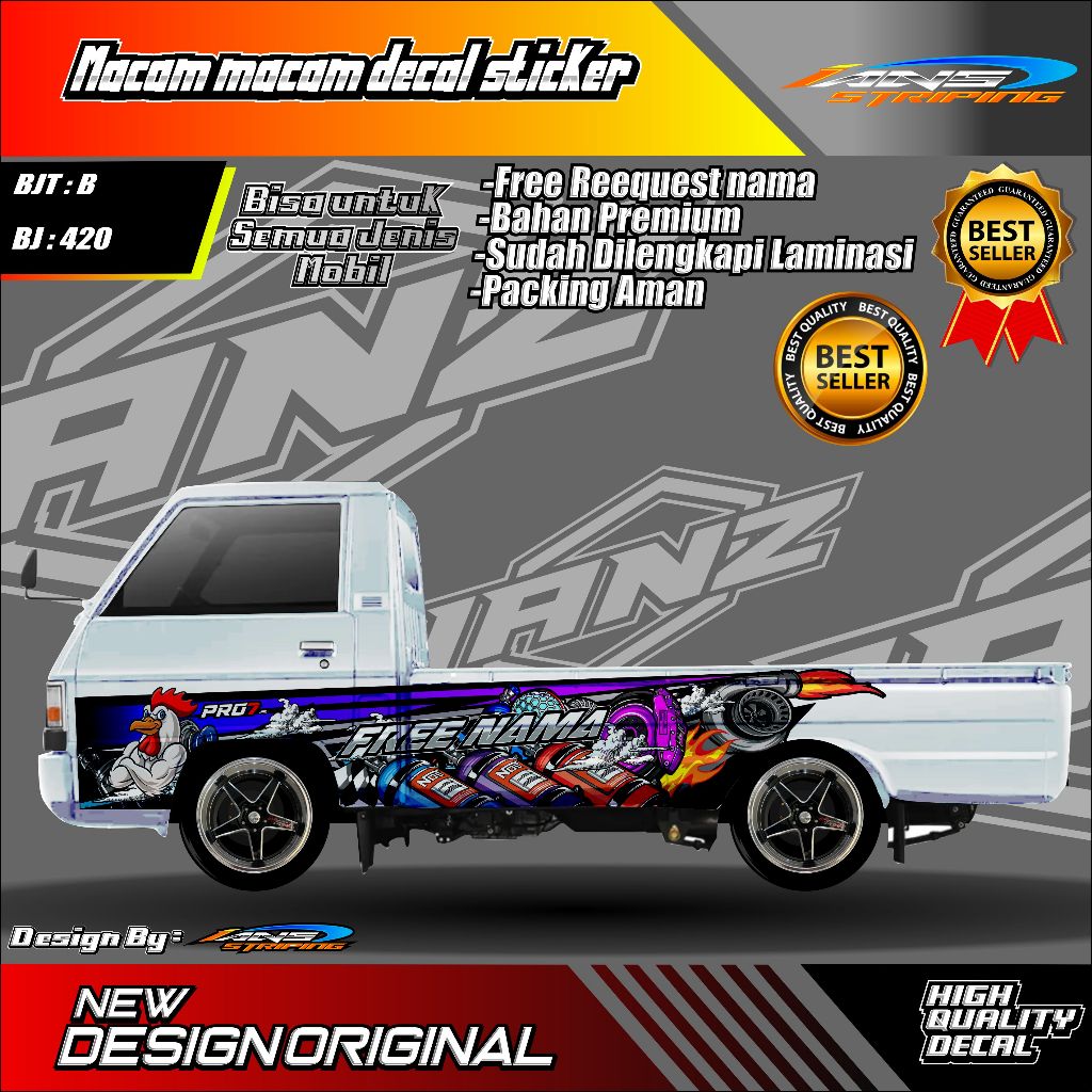 Jual BJT 420 - DECAL STICKER BODY SAMPING PICK UP MODEL TERBARU ...