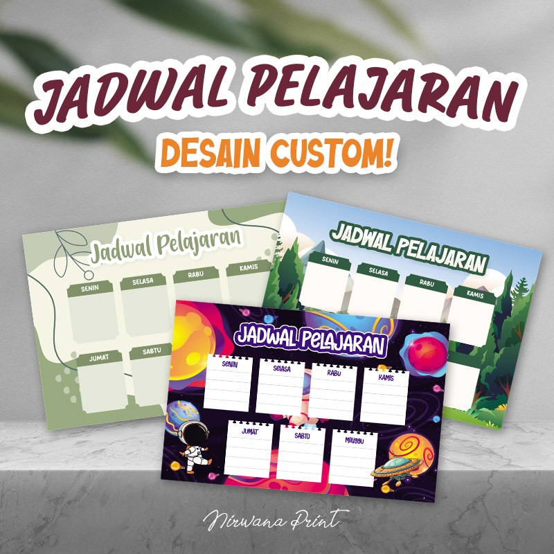 Jual Poster Jadwal Pelajaran / School Timetable Custom Tulisan dan Foto ...