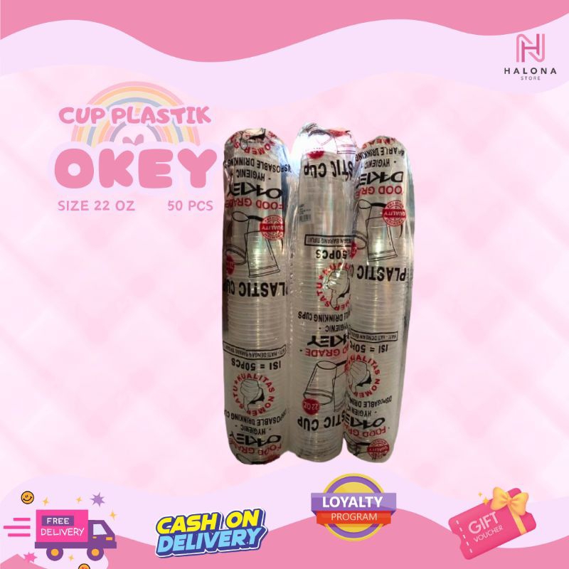 Jual Cup Plastik Okey ukuran 22oz | Shopee Indonesia