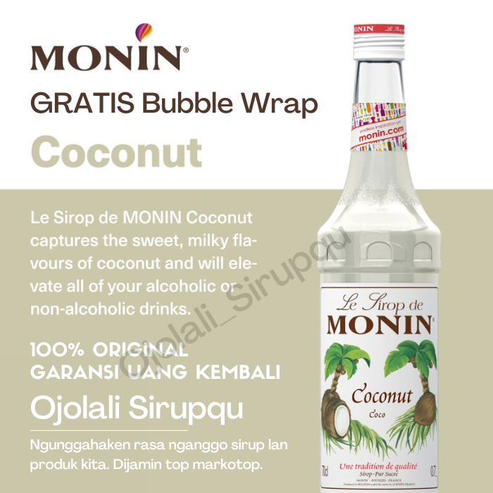 Jual MONIN Coconut syrup 70 CL 700 mL / Sirup / Cafe / Kedai / Kopi ...