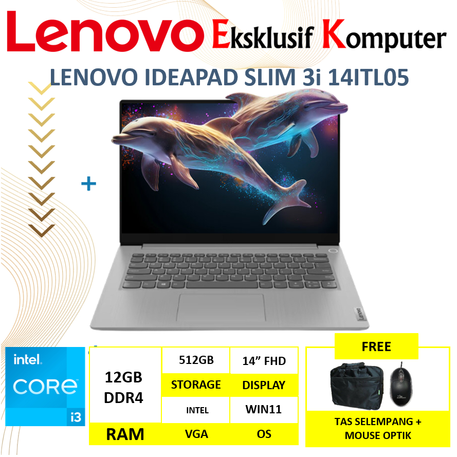 Jual Laptop Lenovo Ideapad Slim 3i 14 Intel i3 1115G4 8GB 512GB SSD 14 ...