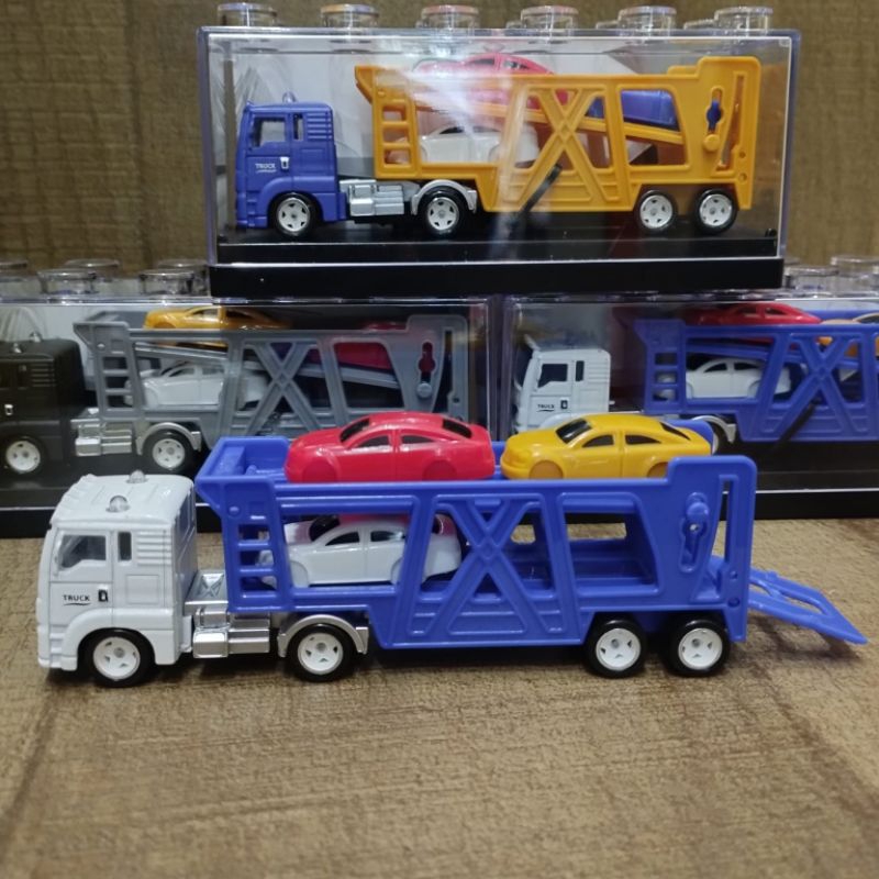 Jual Die Cast Truck Pengangkut Mobil Bahan Metal Kemasan Mika Box Susun ...