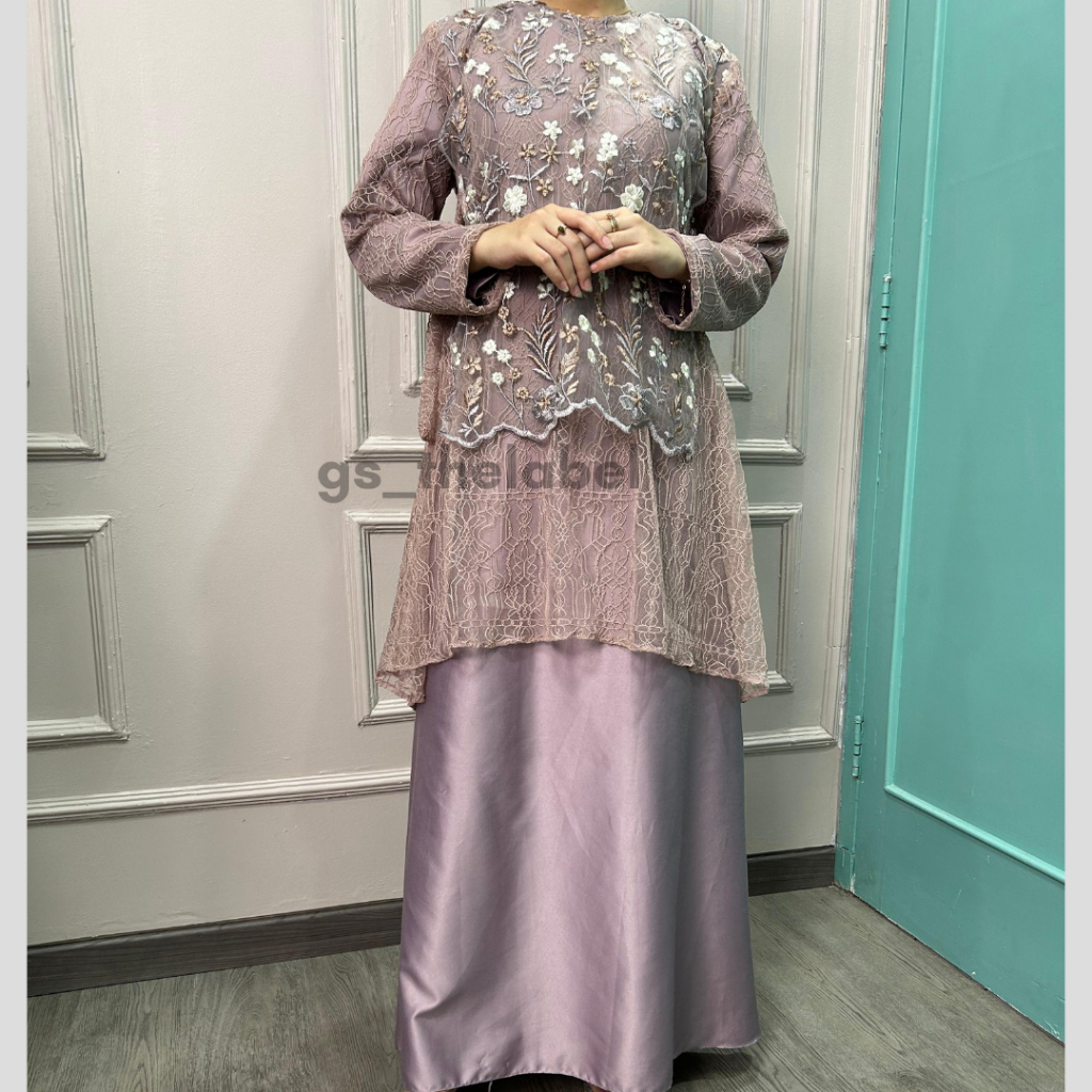 Jual KAHLA DRESS SET OUTER BAHAN SATIN ROBERTO OUTER CHANTILY MIX TULLE GARDEN SIZE M L XL XXL ...