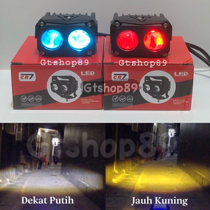 Jual Lampu Tembak LED 2 Mata D2 D3 Plus Devil Original CR7 20 Watt Jauh ...