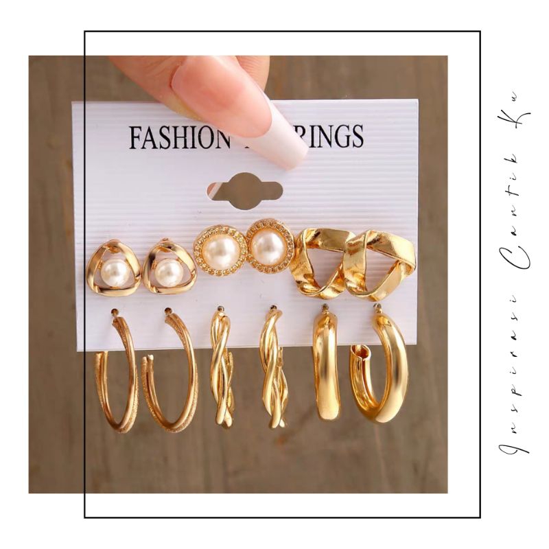 Jual Anting Korean Style Anting Simpel Elegan Mewah Vintage Earring Set ...