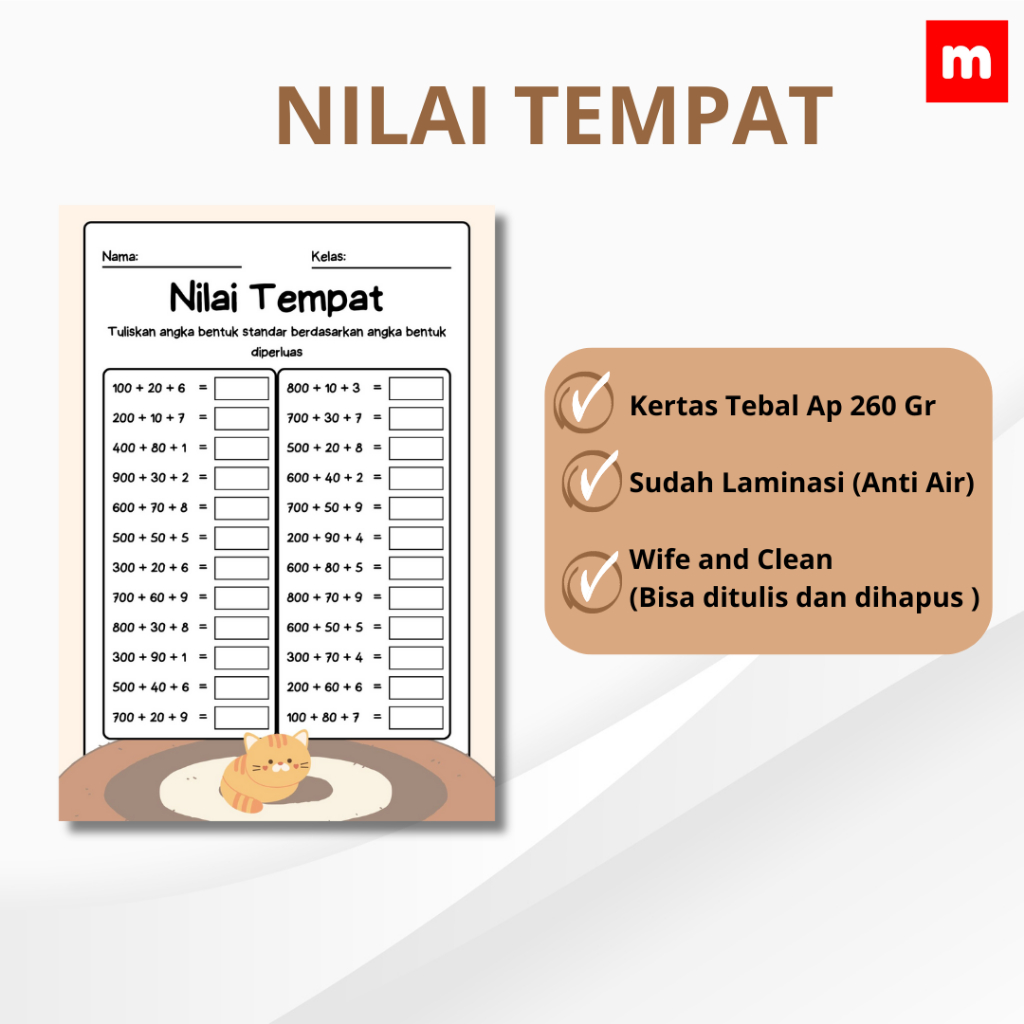 Jual POSTER WORKSHEET " NILAI TEMPAT " | Shopee Indonesia