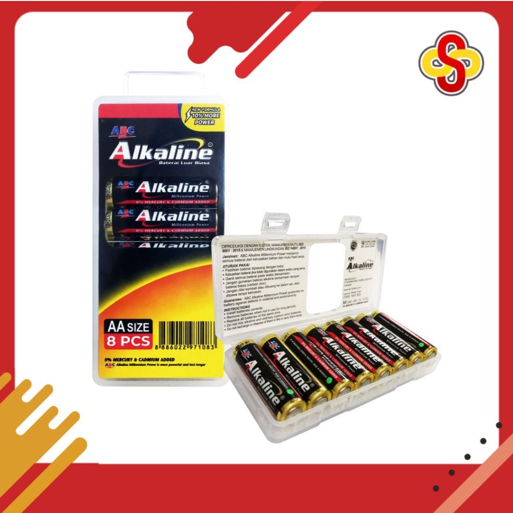 Jual Baterai ABC Alkaline AA / A2 LR-06 Isi 8 pcs | Shopee Indonesia