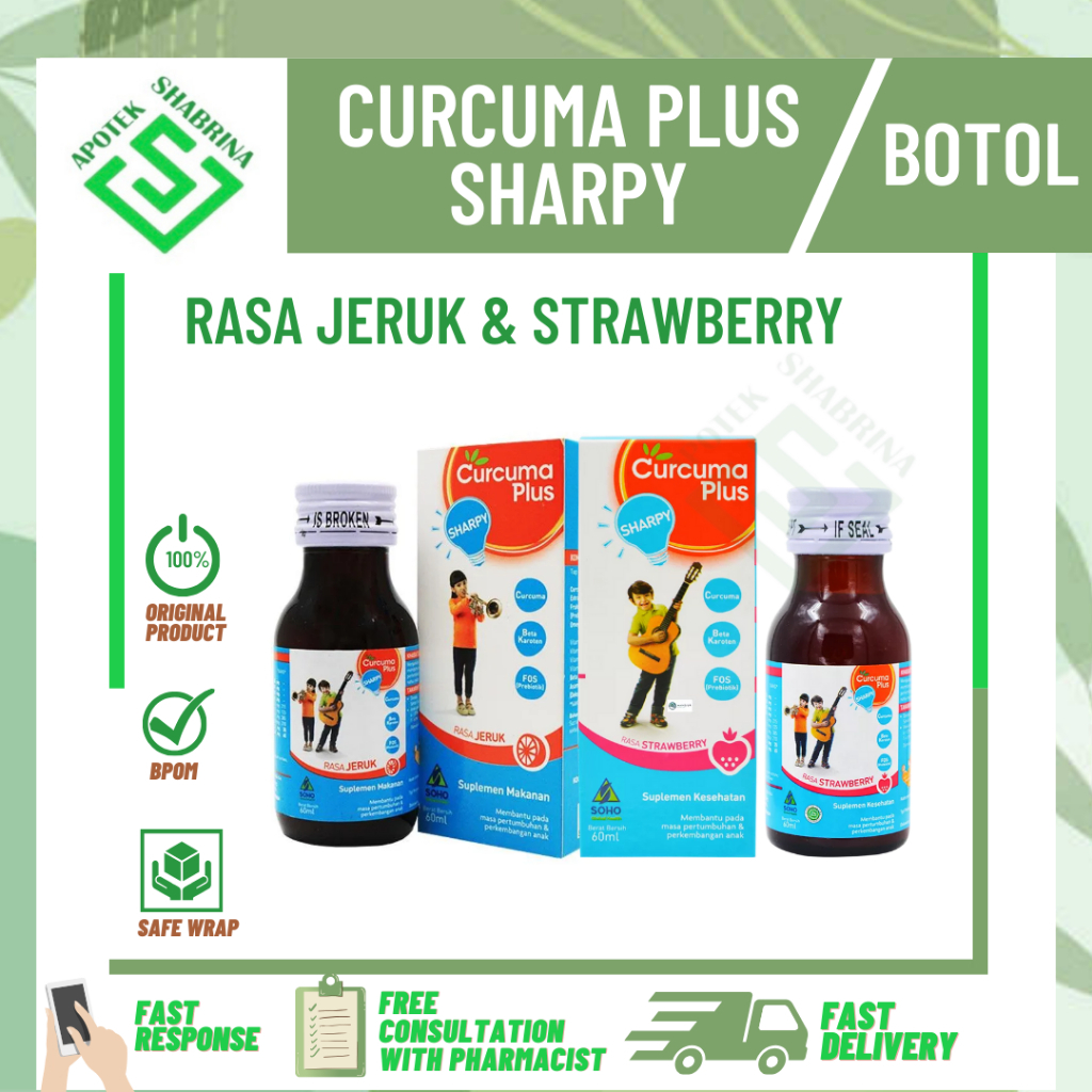 Jual CURCUMA PLUS SHARPY 60 ML ORANGE STRAWBERRY / menambah nafsu makan, membantu perkembangan ...