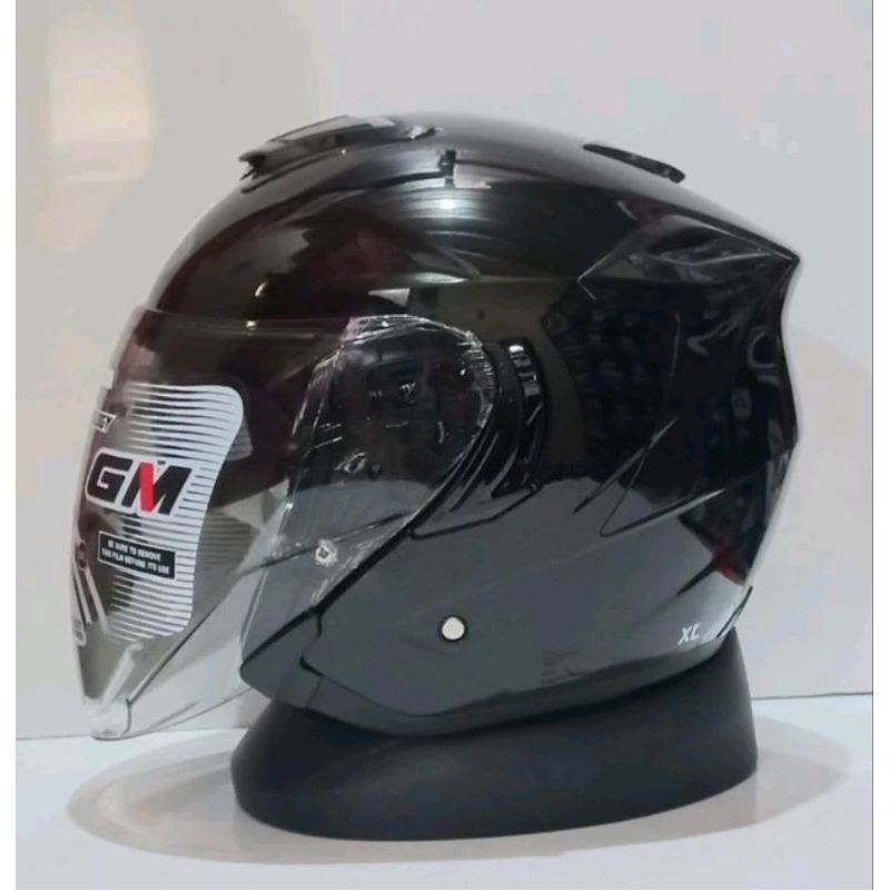 Jual GM FURY BLACK GLOSSY SOLID DOUBLE VISOR ORIGINAL | HELM MOTOR HALF ...