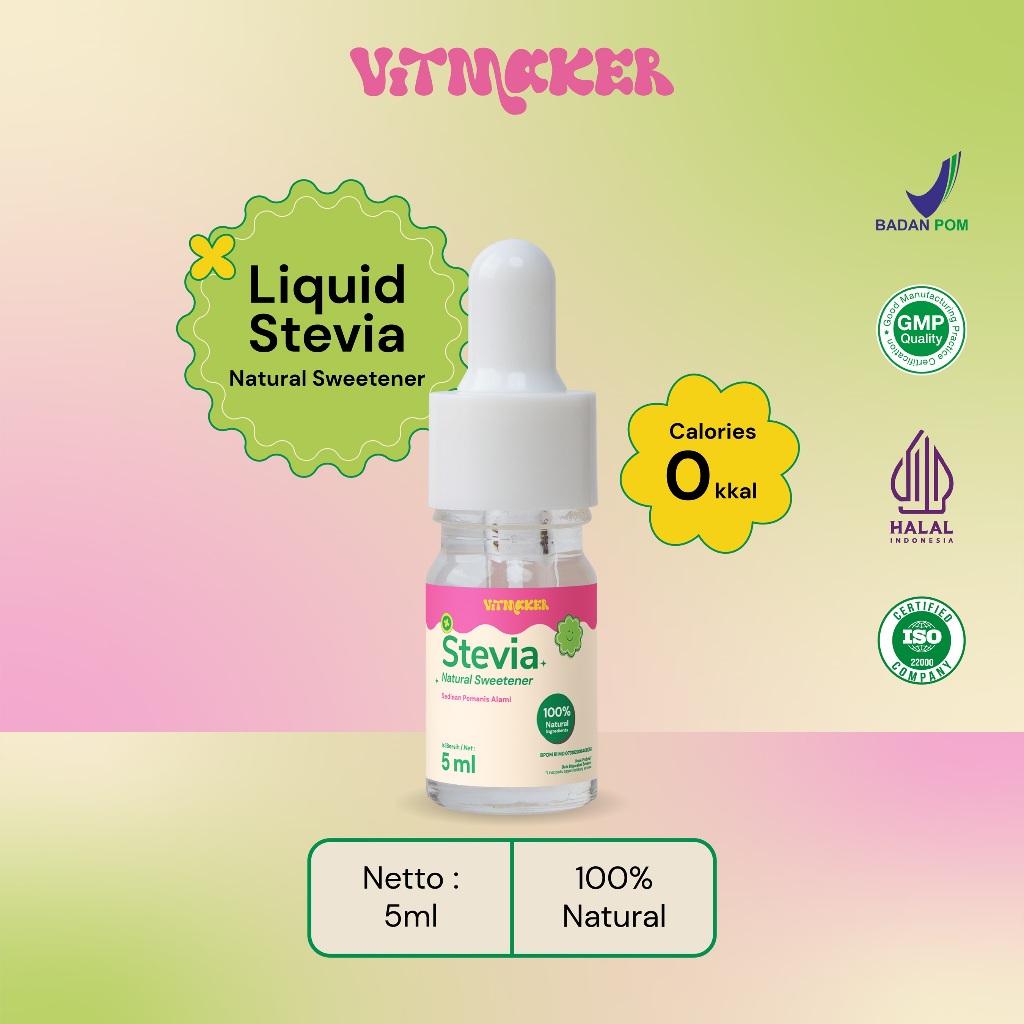 Jual Vitmaker Liquid Stevia Pemanis Alami (pengganti gula dengan 0 calorie) 15ML & 5ML HALAL DAN ...