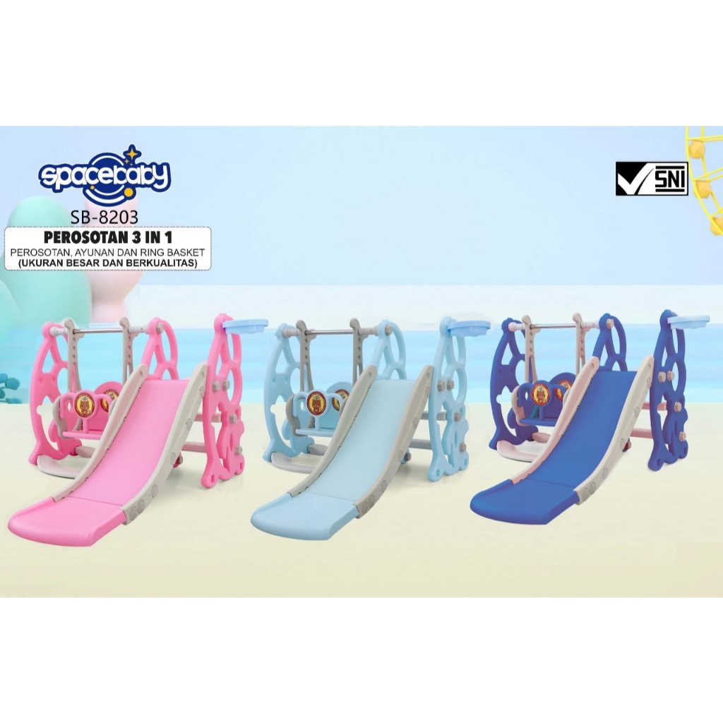 Jual Space Baby Perosotan Slide Dino SB 8202 3in1 / Mainan Anak Perosotan dan Ayunan SB 8203 ...