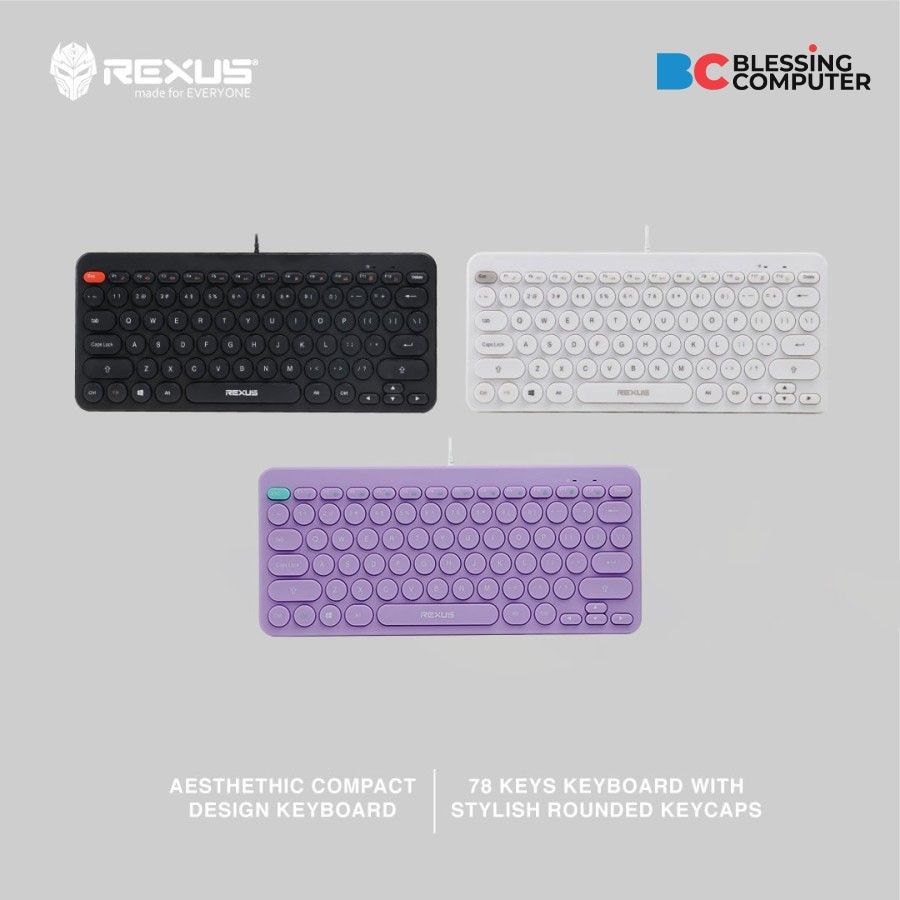 Jual Keyboard Mini USB Rexus Office K258 - Lilac | Shopee Indonesia