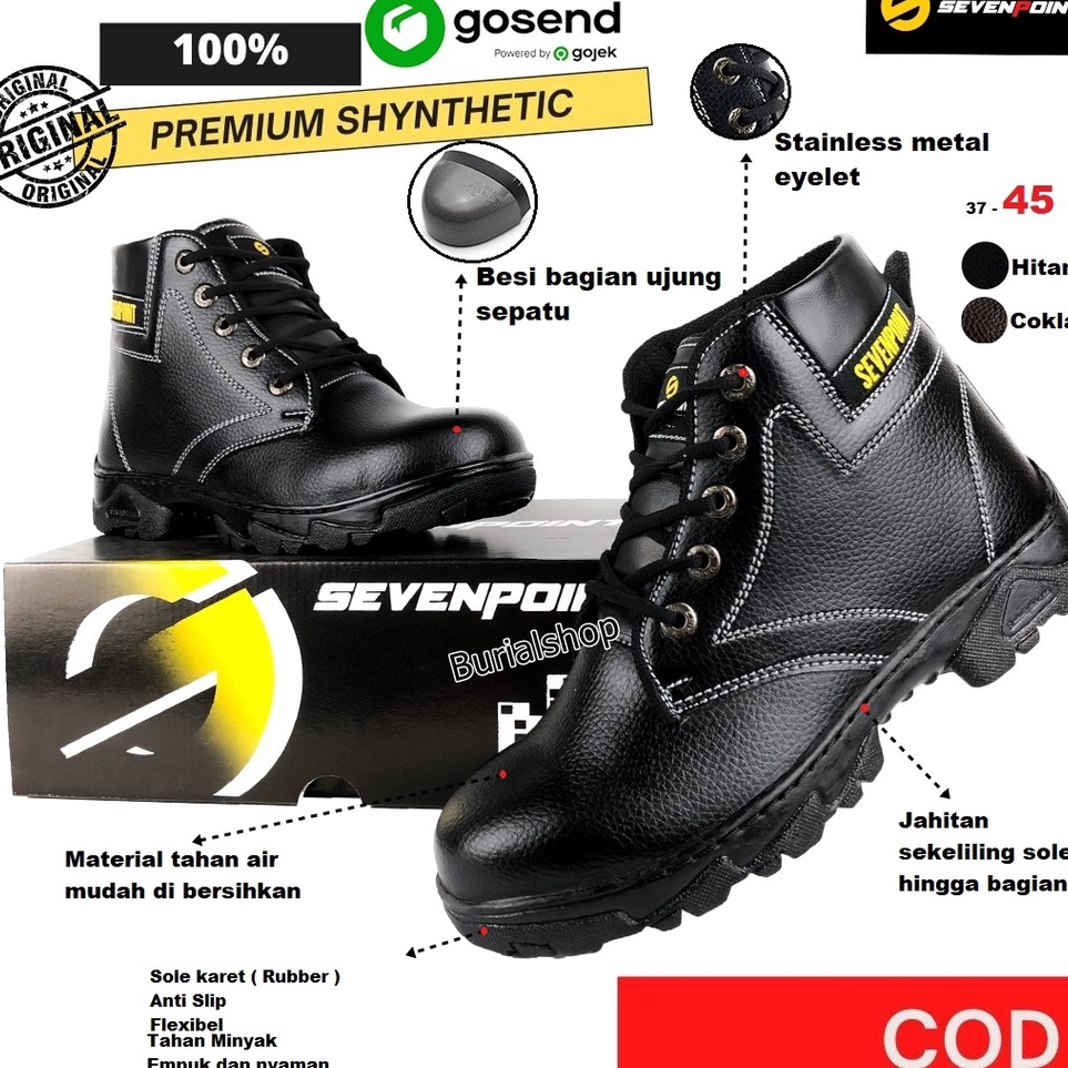 Jual Sepatu Safety Pria Wanita Boots Original Sevenpoint Ujung Besi ...