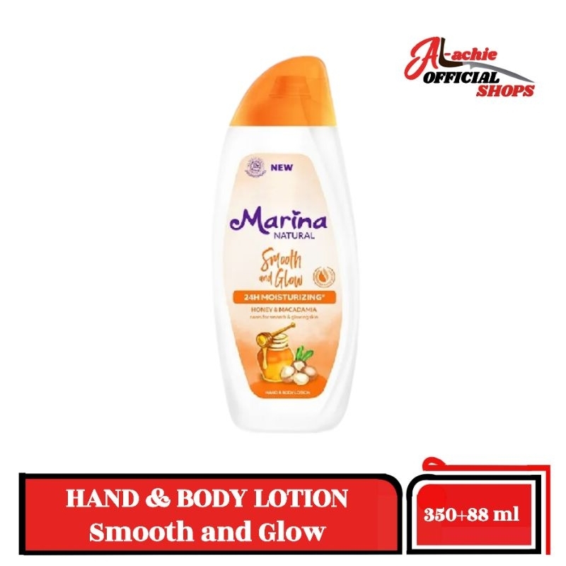 Jual Marina Hand Body Lotion Natural Smooth And Glow 350+88ml | Shopee ...