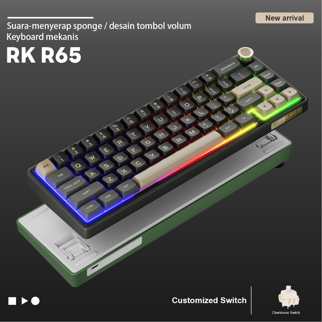 Jual Royal Kludge RK R65 Black 66 key Wired Gaming Keyboard | Shopee ...