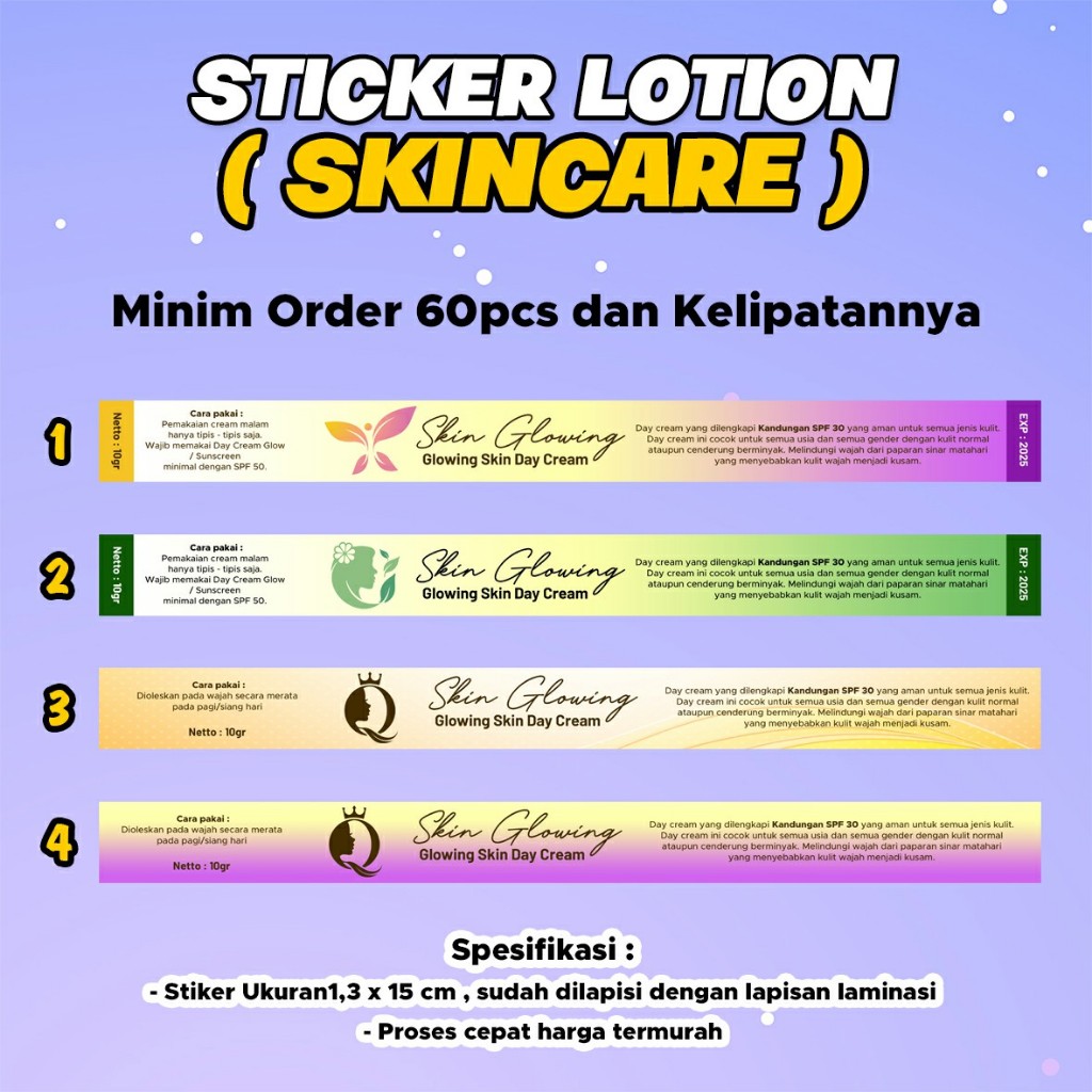 Jual STIKER SKINCARE LIST POT CREAM / STIKER KEMASAN / LABEL | Shopee ...