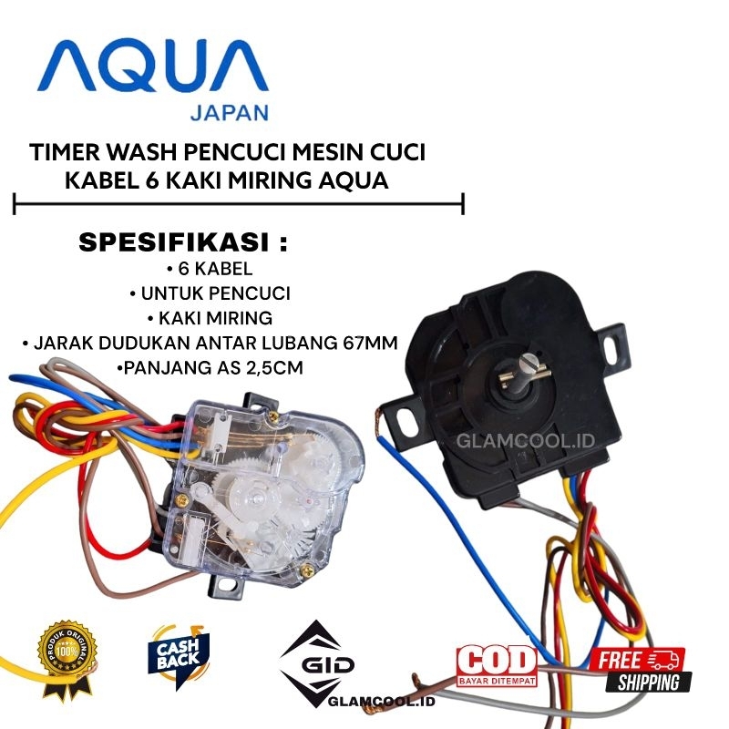 Jual TIMER WASH PENCUCI MESIN CUCI KABEL 6 KAKI MIRING AQUA | Shopee ...