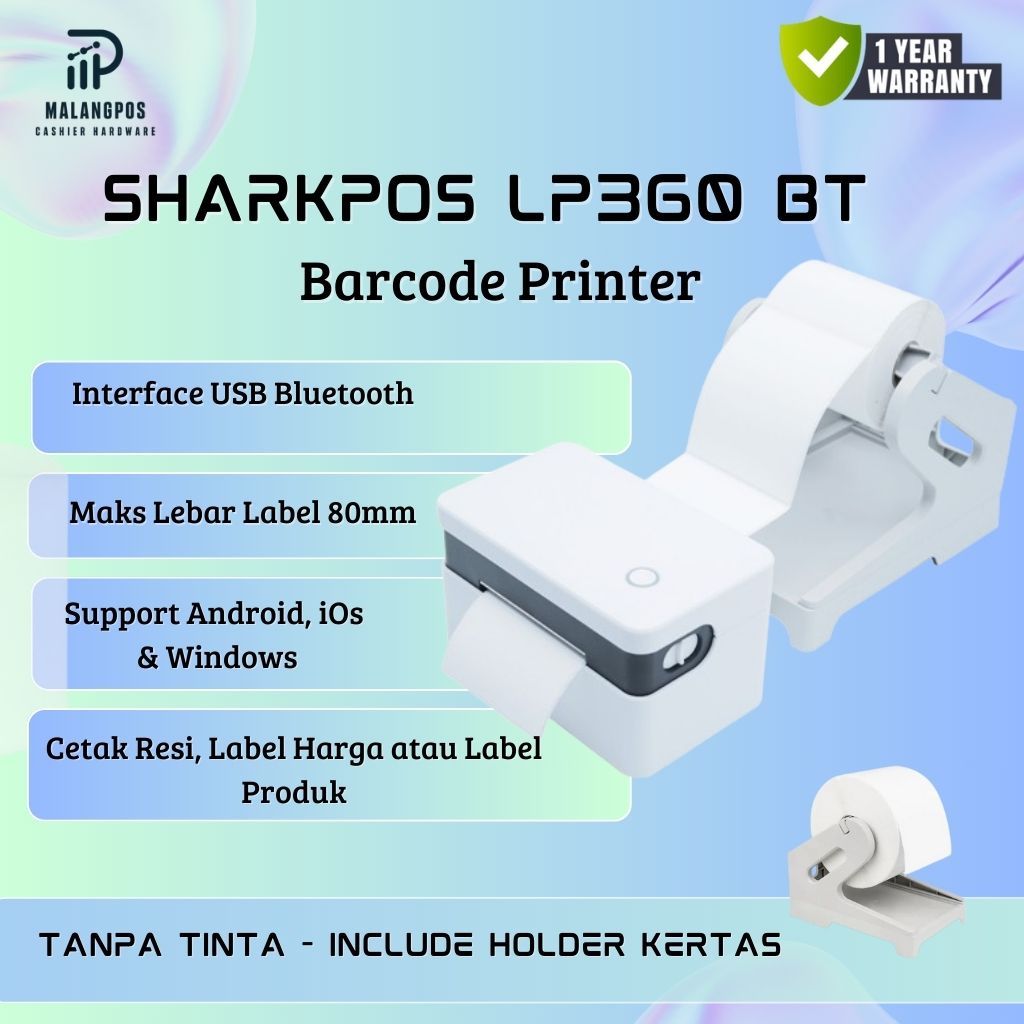 Jual Sharkpos LPT360 Printer Bluetooth Label Thermal USB Bluetooth LP360 LP-360 Printer Resi ...