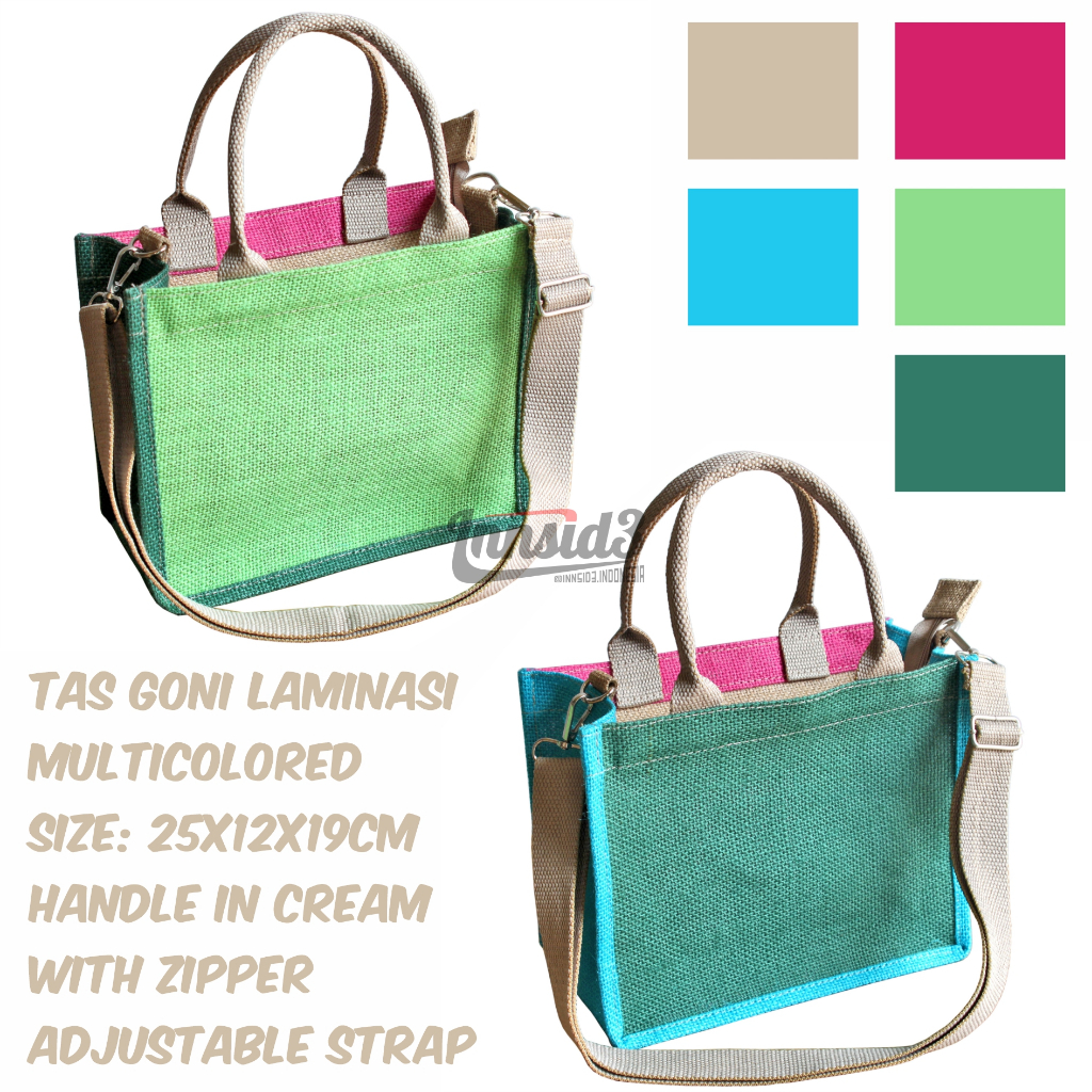 Jual Tas GONI LAMINASI WARNA WARNI ( Multicolored Laminate Jute Bag ) w ...