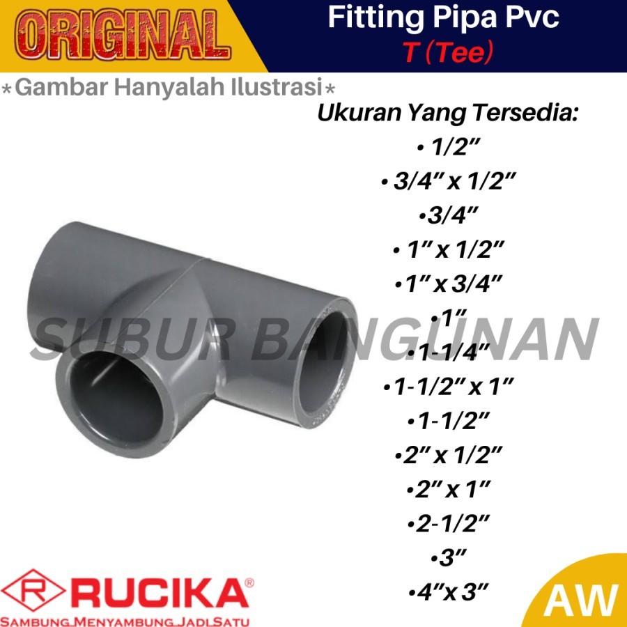 Jual Sambungan Pipa T Rucika Tee pipa PVC AW | Shopee Indonesia