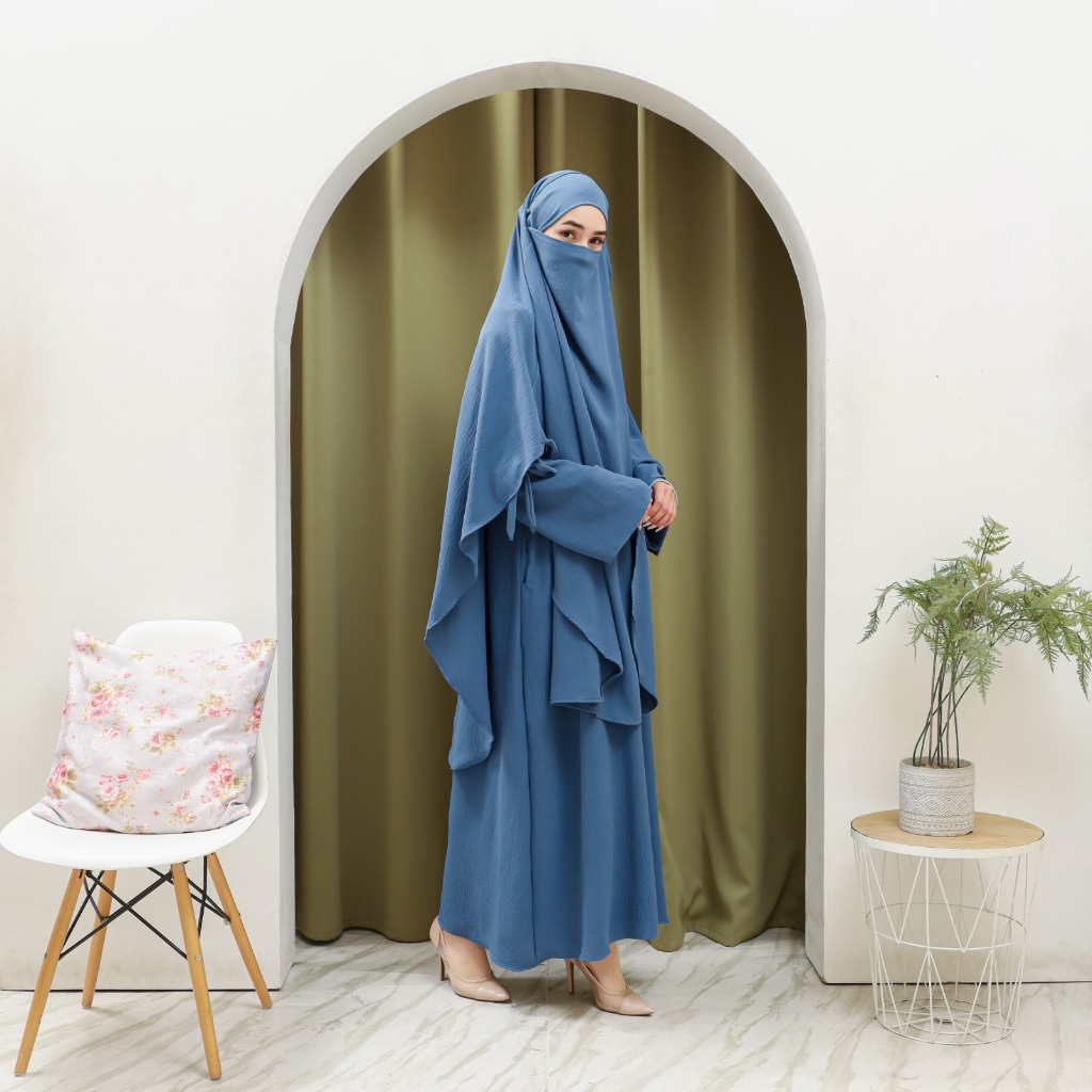 Jual Gamis Safwa Syari Hijab FK One set Cringkle Airflow!! | Shopee ...