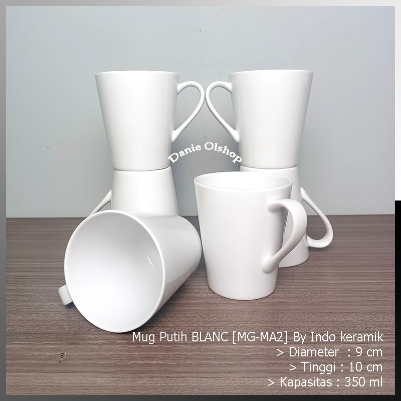 Jual 1 pcs Mug MA2 white/ Mug putih polos / gelas keramik putih BLANC ...