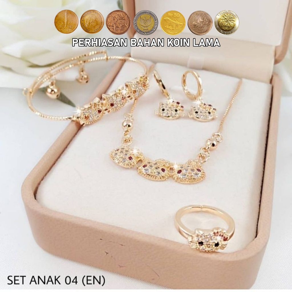 Jual Set Perhiasan Kitty Gold Terbaru Titanium Fashion Model Korea ...