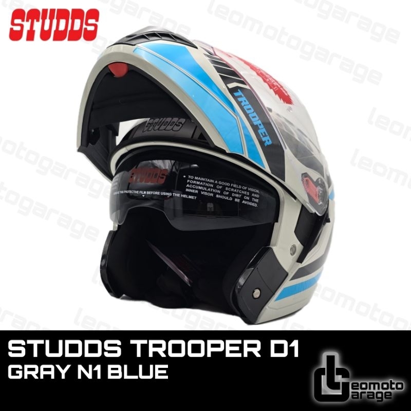 Jual HELM STUDDS TROOPER D1 HELM MODULAR GRAY N1 BLUE | Shopee Indonesia