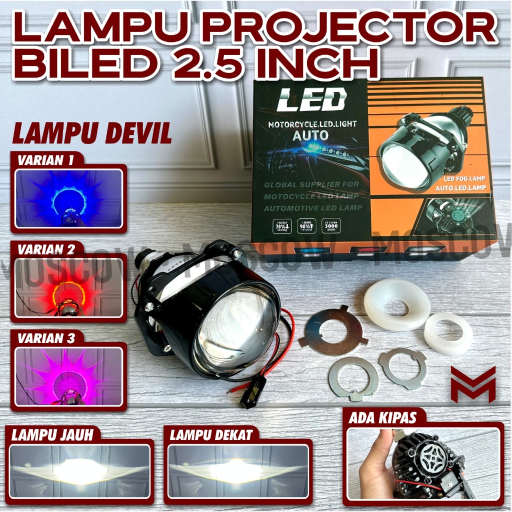 Jual LAMPU UTAMA BILED PROJECTOR ORIGINAL MOSCOW BILED 2.5 INCH DEVIL ...