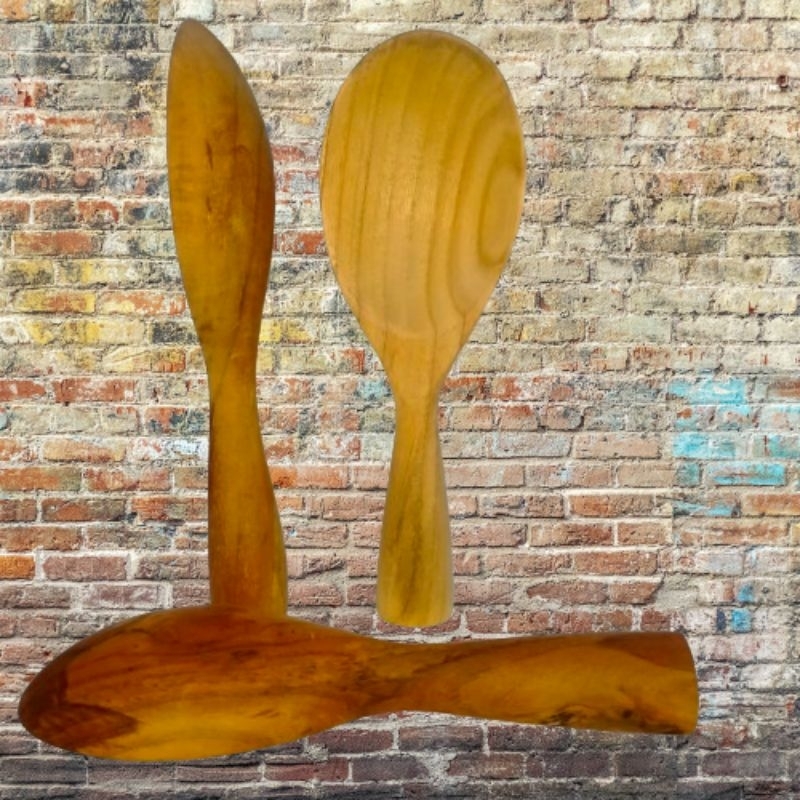 Jual centong nasi entong kayu jati original gagang bulat | Shopee Indonesia