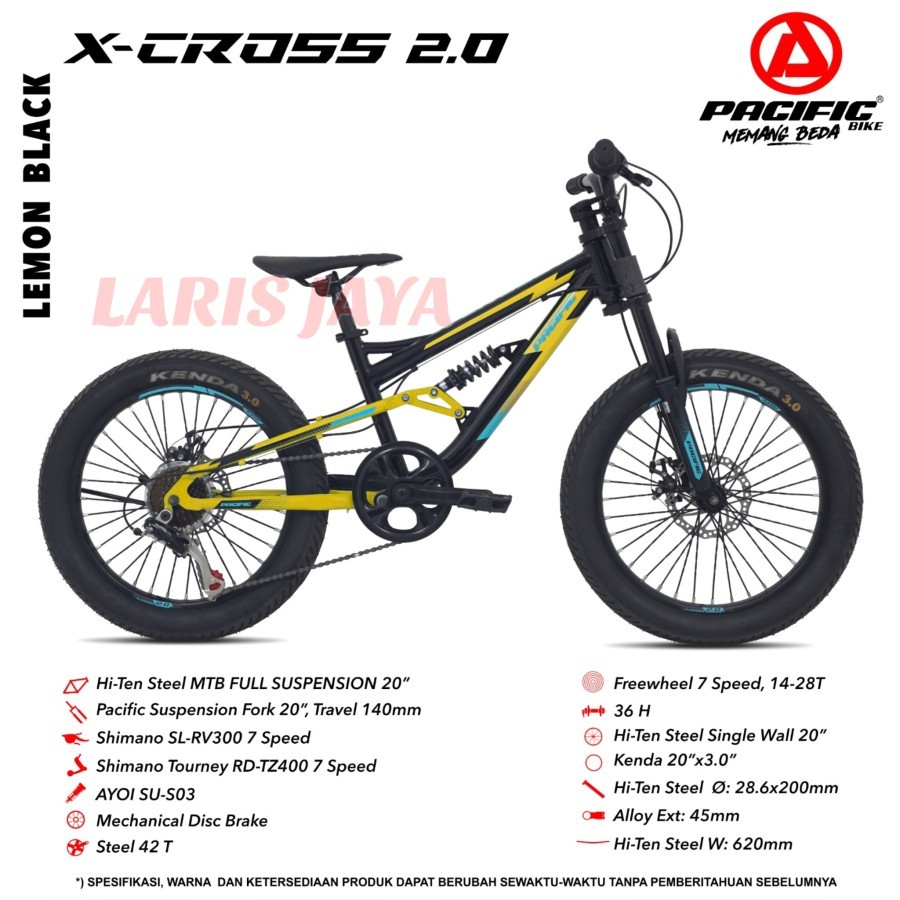 Jual [ BONUS BELL ] Sepeda MTB PACIFIC X CROSS 20 inch SEPEDA GUNUNG ...
