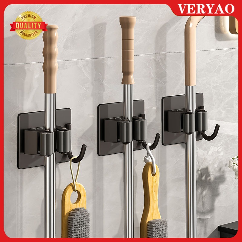 Jual Rak penyimpanan sapu kamar mandi kait klip pel baja tahan karat ...