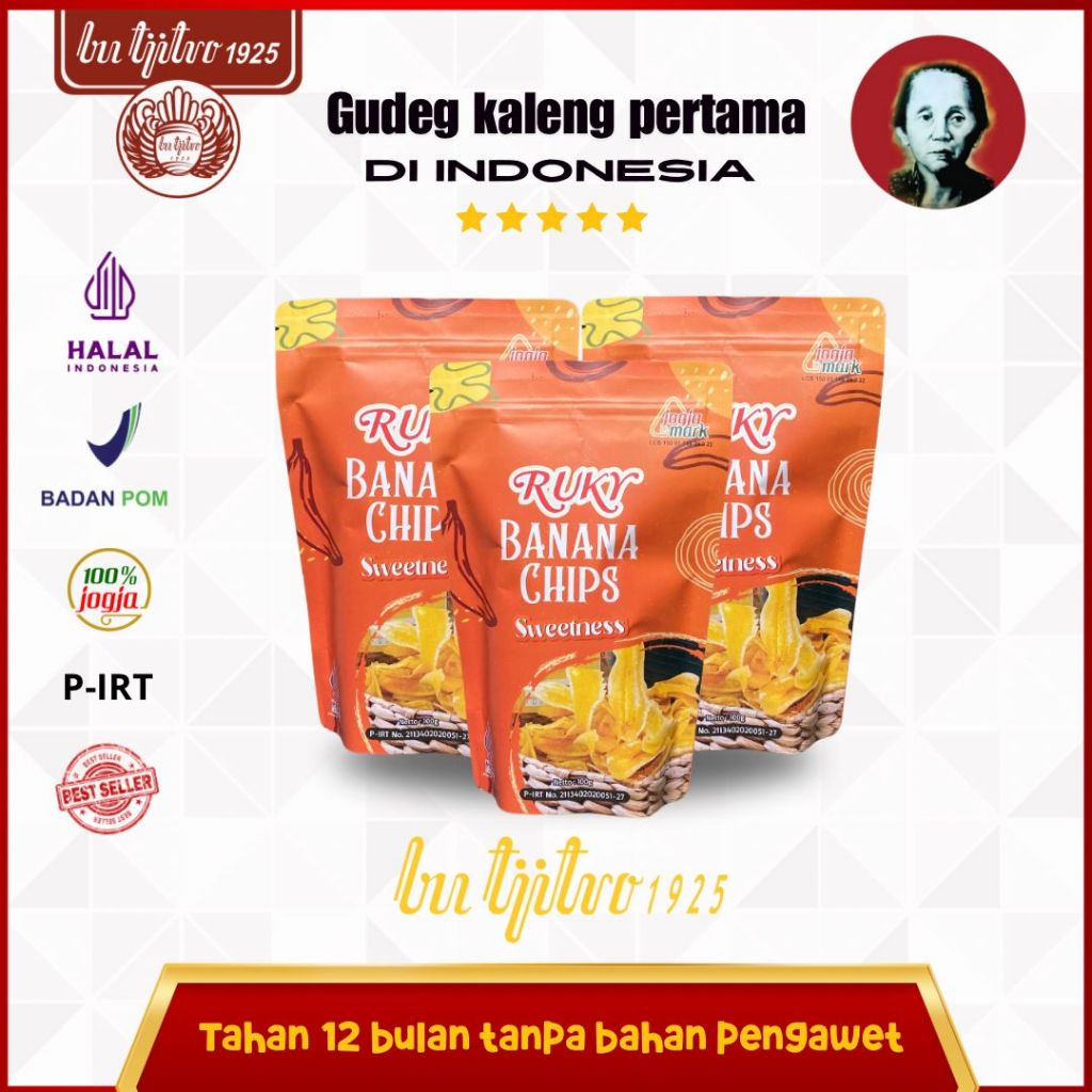 Jual BU TJITRO1925 kripik pisang manis/snack/ banana chips/cemilan ...