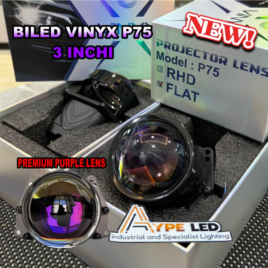 Jual ORIGINAL BILED PROJECTOR VINYX P75 3 INCHI BLACK HOUSING PURPLE ...