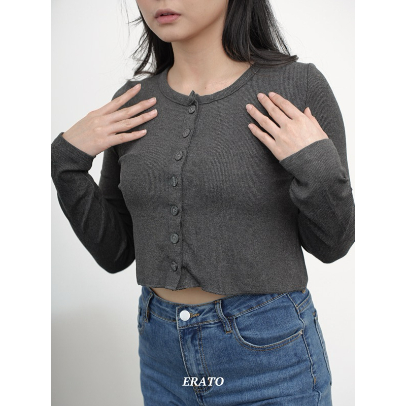 Jual ERATO - Kellie Long Sleeve Crop Top / Atasan Wanita / Cardigan Rajut Knit Kancing Casual ...