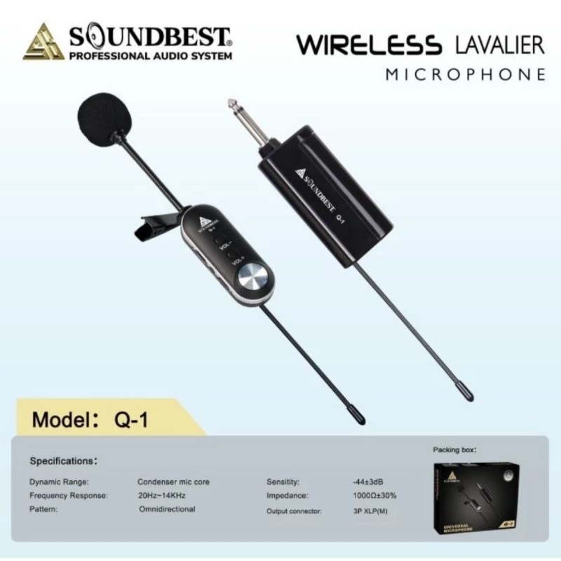 Jual Mic Wireless Jepit Soundbest Q 1 Original Q1 Clip on Single Mic ...