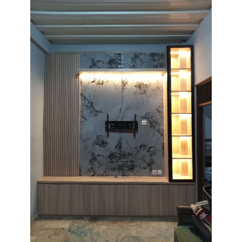 Jual Promo Backdrop Tv | Lemari TV Set | Finishing HPL | Shopee Indonesia