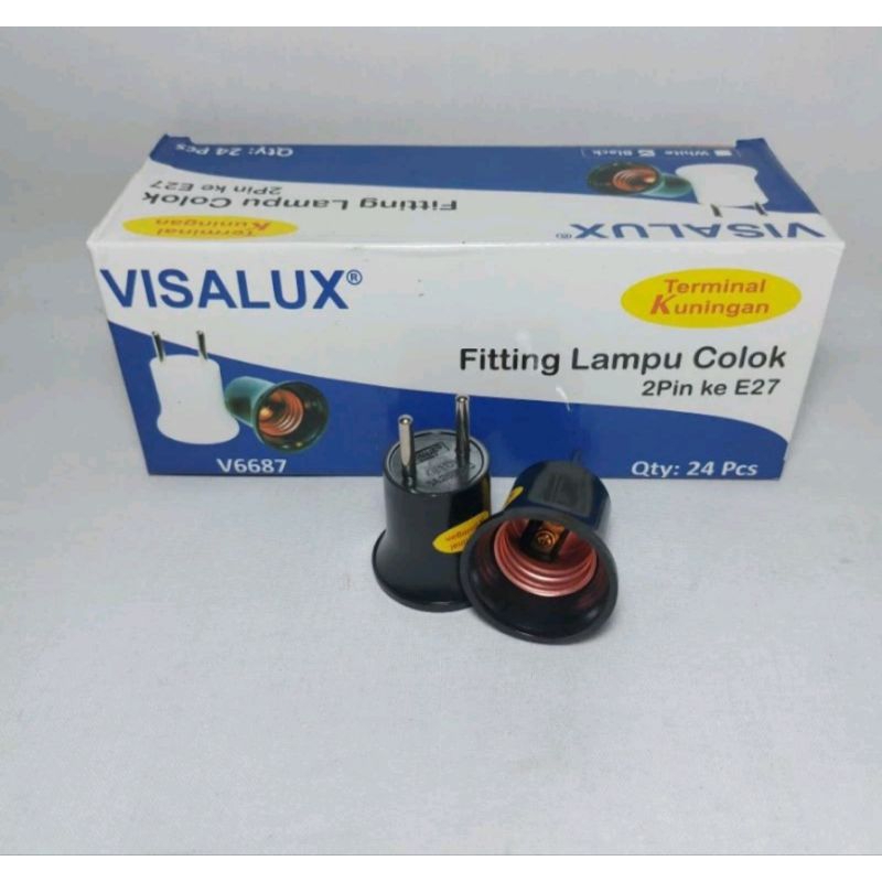 Jual Fitting/Steaker Colok Lampu E27 VISALUX Putih dan Hitam VFK6688 ...
