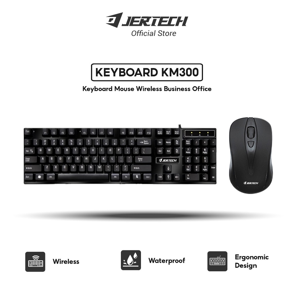 Jual JERTECH Paket 1 Set Keyboard and Mouse KM300 Wireless Membrane ...