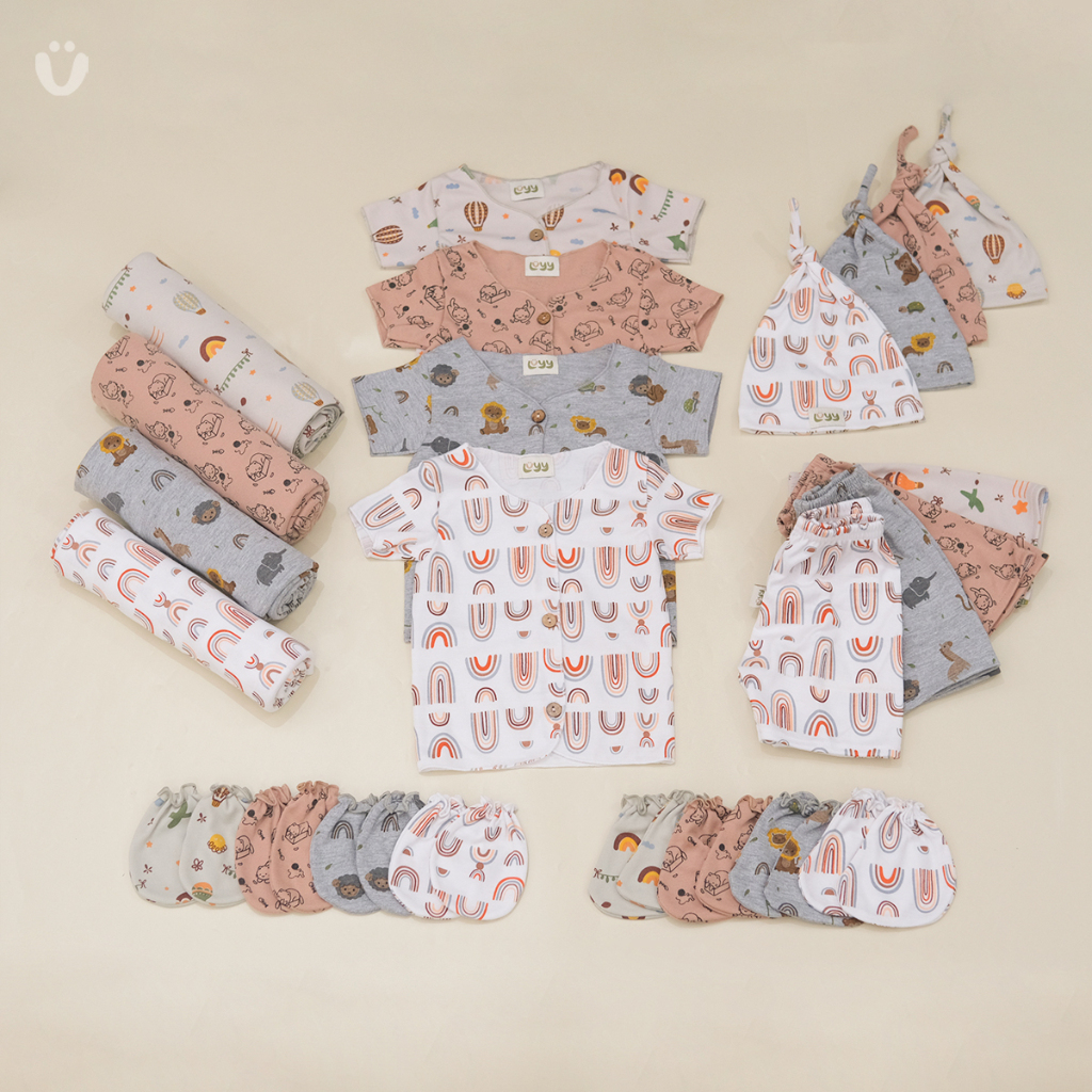 Jual Luyy Paket Newborn Lengkap (Swaddle-Mitten-Booties-Knot-Set Pendek ...