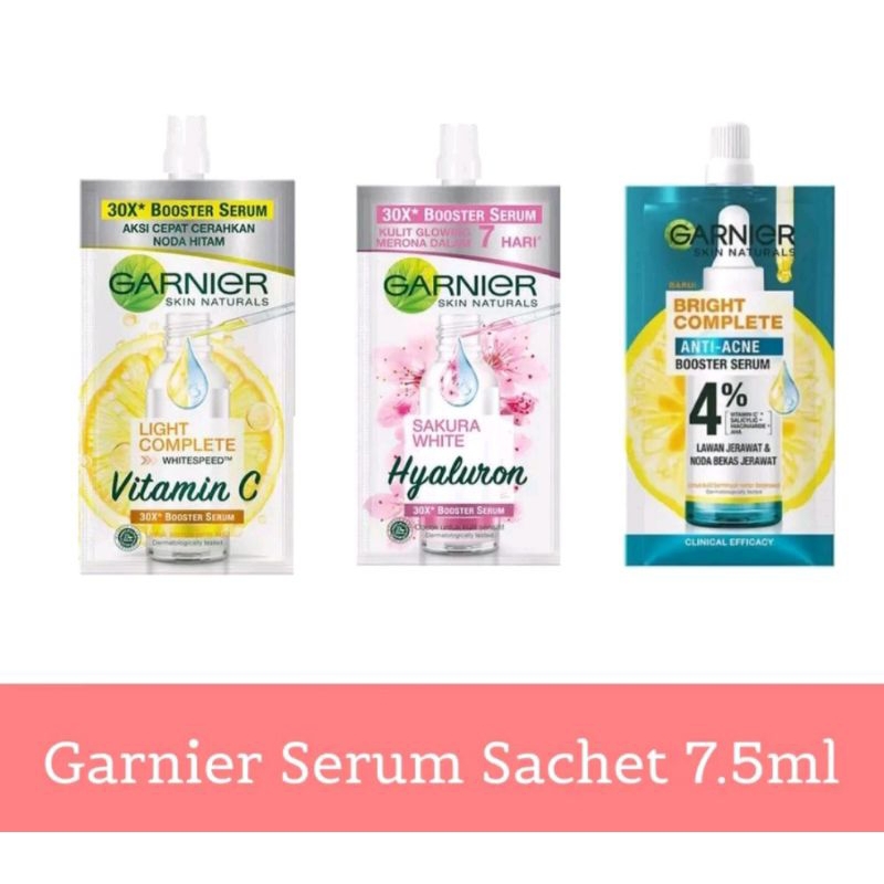 Jual Garnier Sakura Glow Hyaluron 30x / Bright Complete Vitamin C 30x ...