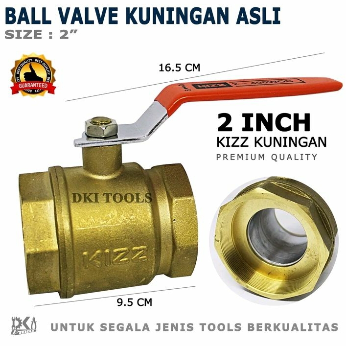 Jual KIZZ Ball Valve Kuningan Asli Stop Keran Kran Air Brass 2" Inch | Shopee Indonesia